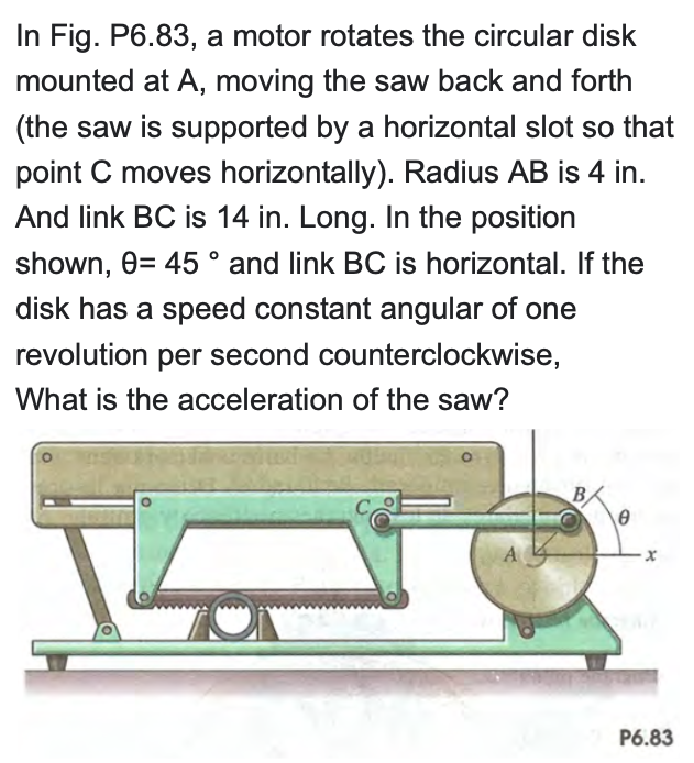 Solved In Fig. P6.83, a motor rotates the circular disk | Chegg.com