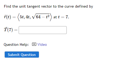 Solved Find the unit tangent vector to the curve defined by | Chegg.com