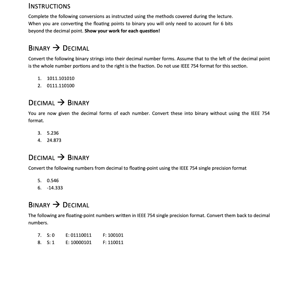 Solved INSTRUCTIONS Complete the following conversions as | Chegg.com