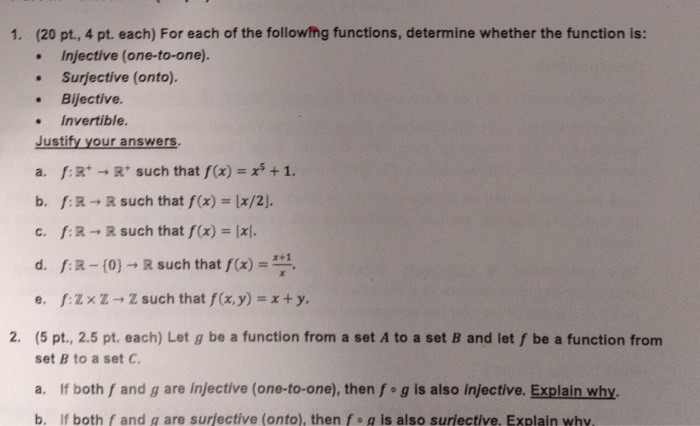 Solved 1. (20 pt., 4 pt. each) For each of the following | Chegg.com