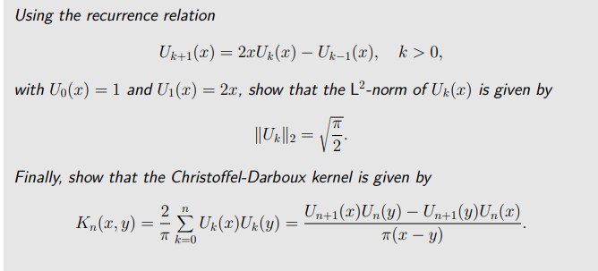 Solved Problem 1.3 — Chebyshev polynomials of the second | Chegg.com