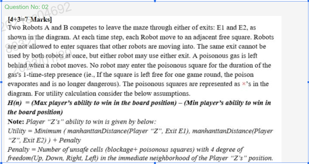 Solved [4+3=7 Marks ] Two Robots A and B competes to leave | Chegg.com