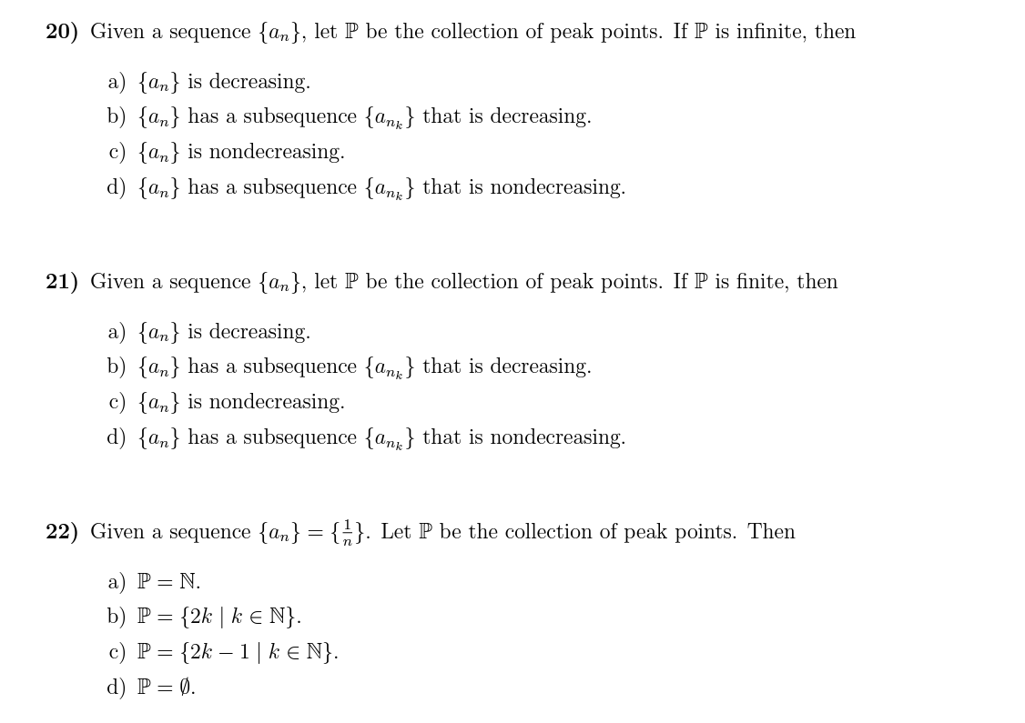 Solved 20) Given a sequence {an}, let P be the collection of | Chegg.com