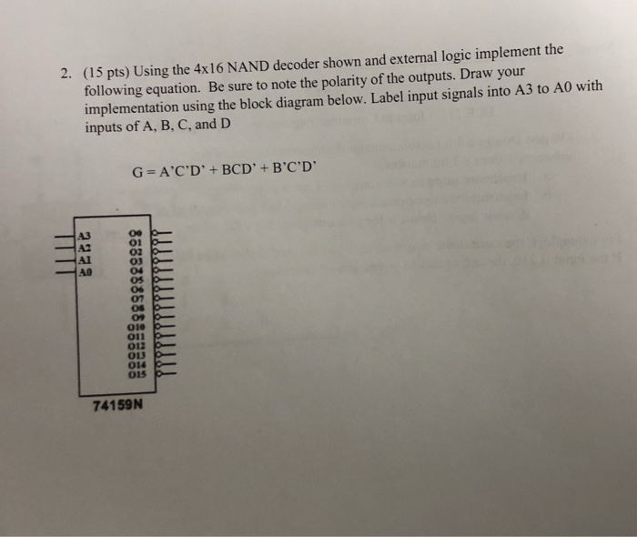 Solved (15 pts) Using the 4x16 NAND decoder shown and | Chegg.com