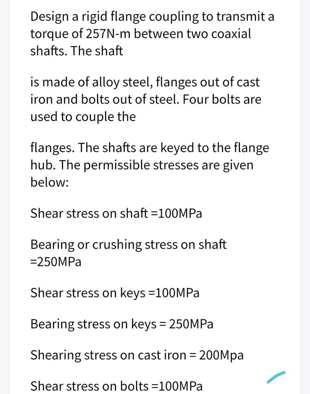 Solved Design a rigid flange coupling to transmit a torque | Chegg.com