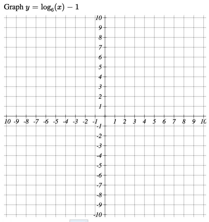 Solved Graph y = = logo(x) – 1 10+ 9 8 7 6 5 4 3 2 1 10 -9 | Chegg.com