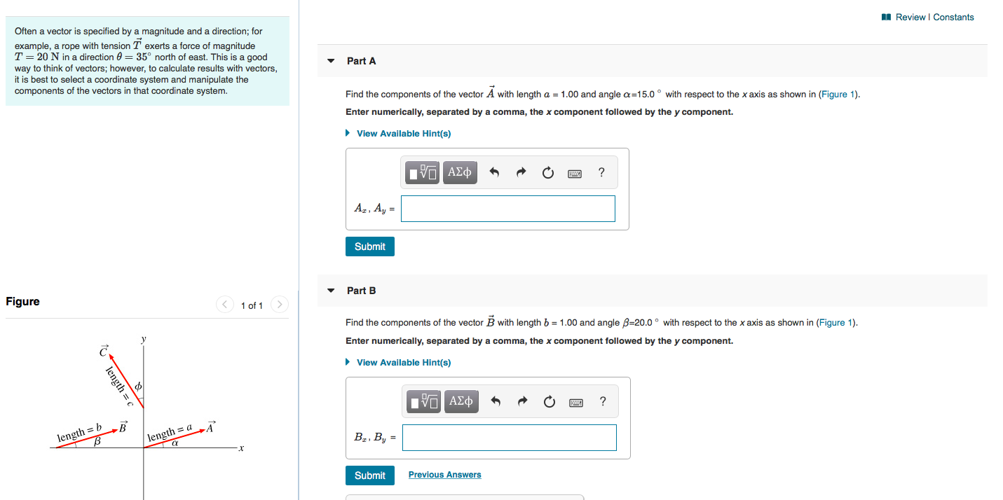 Solved Review Constants Often a vector is specified by a | Chegg.com