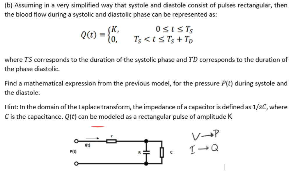 (b) Assuming in a very simplified way that systole | Chegg.com
