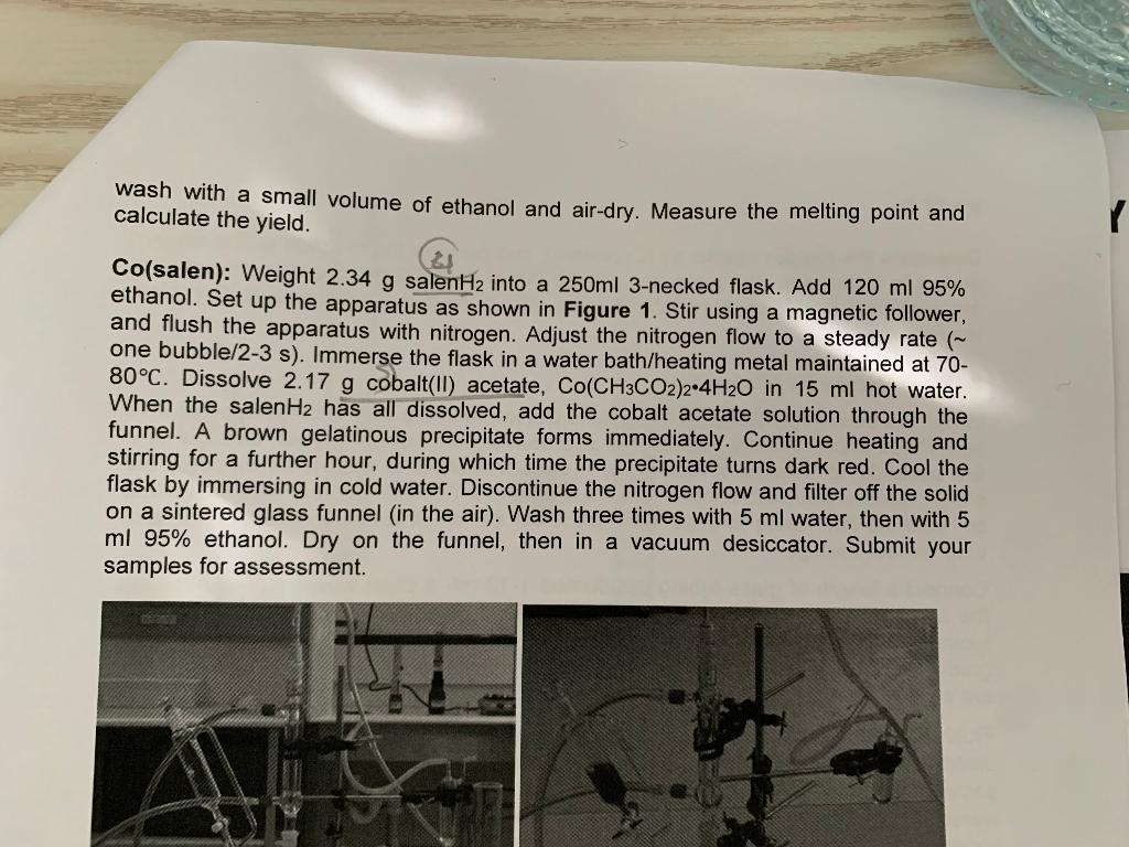 Solved PART A Prepare the ligand, salen H2, then prepare | Chegg.com