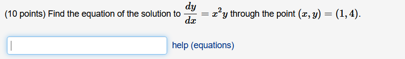Solved (10 ﻿points) ﻿Find the equation of the solution to | Chegg.com