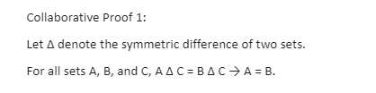 Collaborative Proof 1 : Let Δ denote the symmetric | Chegg.com