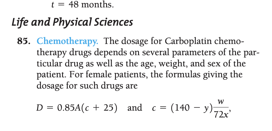 Solved 85. Chemotherapy. The dosage for Carboplatin | Chegg.com