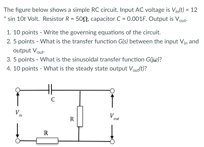 Solved The figure below shows a simple RC circuit. Input AC | Chegg.com