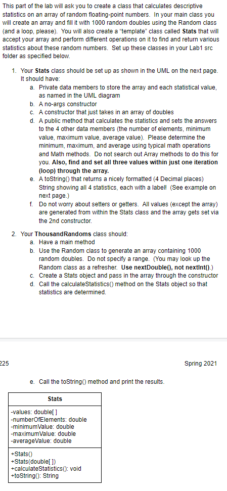 Solved This part of the lab will ask you to create a class | Chegg.com