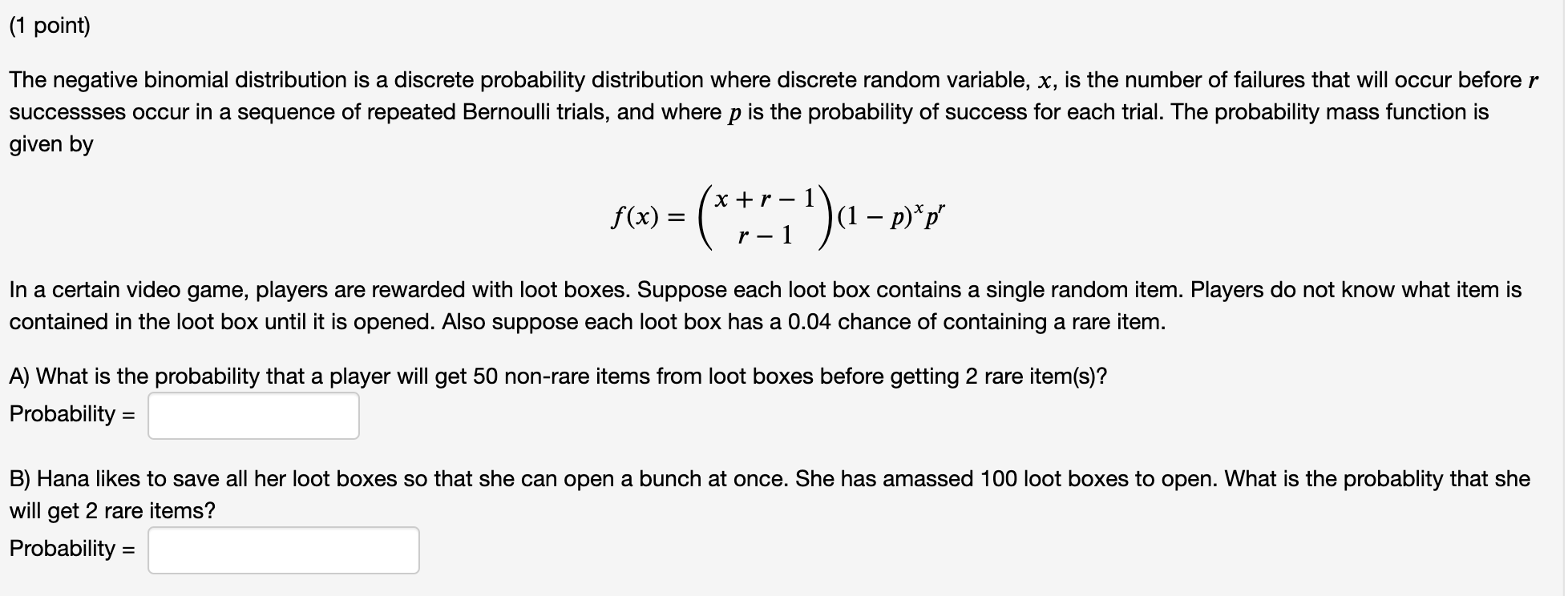 Solved The negative binomial distribution is a discrete | Chegg.com