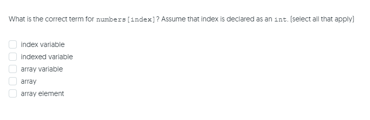 Solved What is the correct term for numbers [index]? Assume | Chegg.com