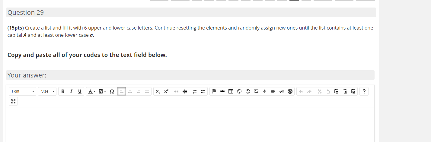 Solved Question 29 (15pts) Create a list and fill it with 6 | Chegg.com