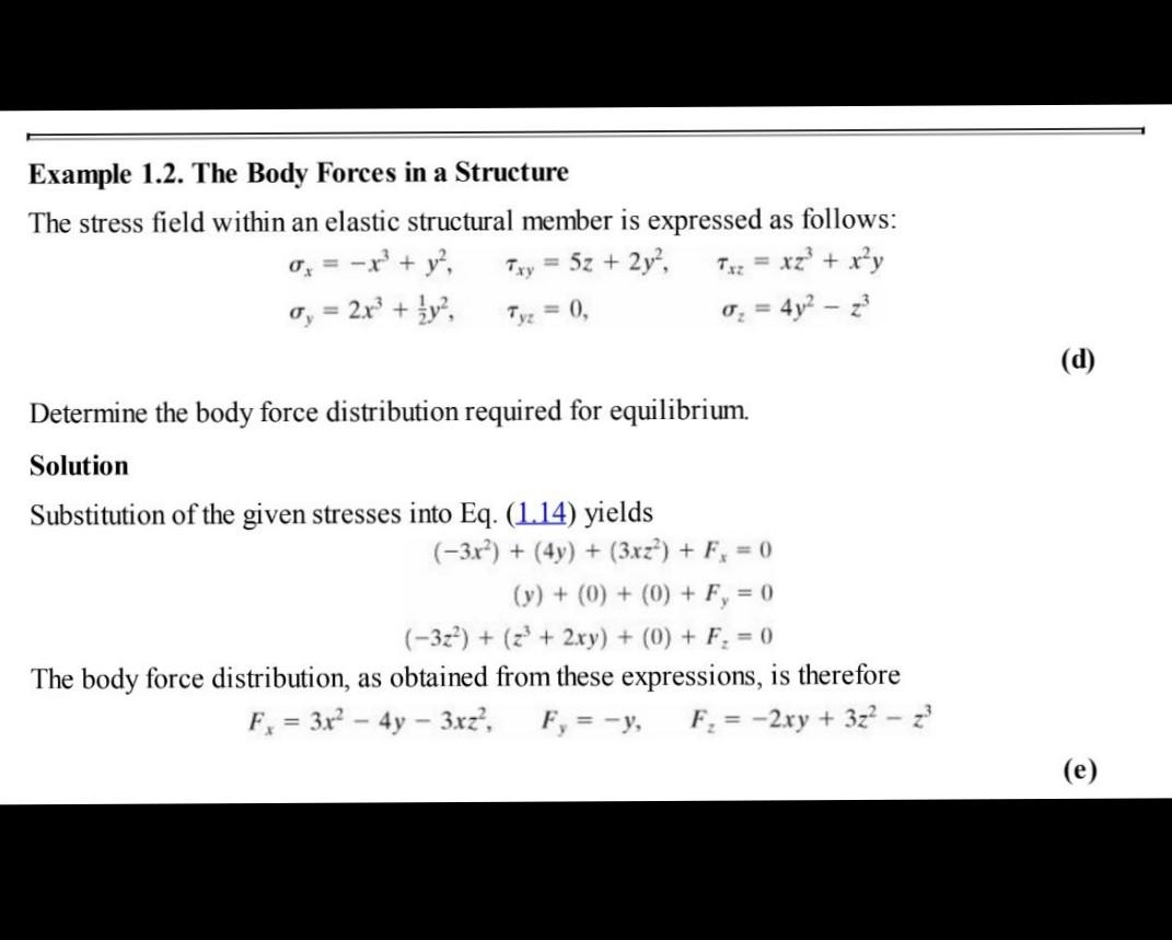 Solved Example 1.2. The Body Forces in a Structure The | Chegg.com