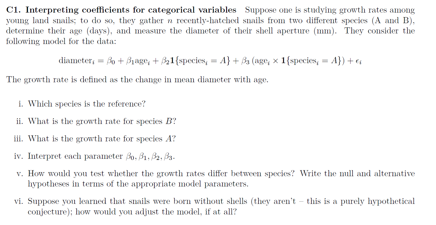 Solved C1. Interpreting coefficients for categorical | Chegg.com