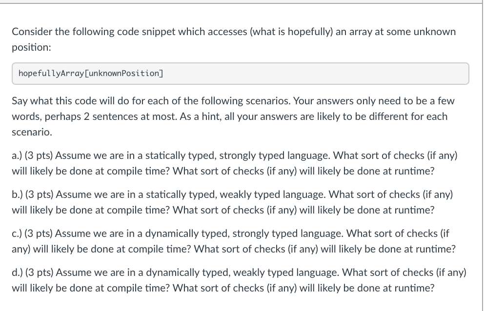 Solved Consider the following code snippet which accesses | Chegg.com