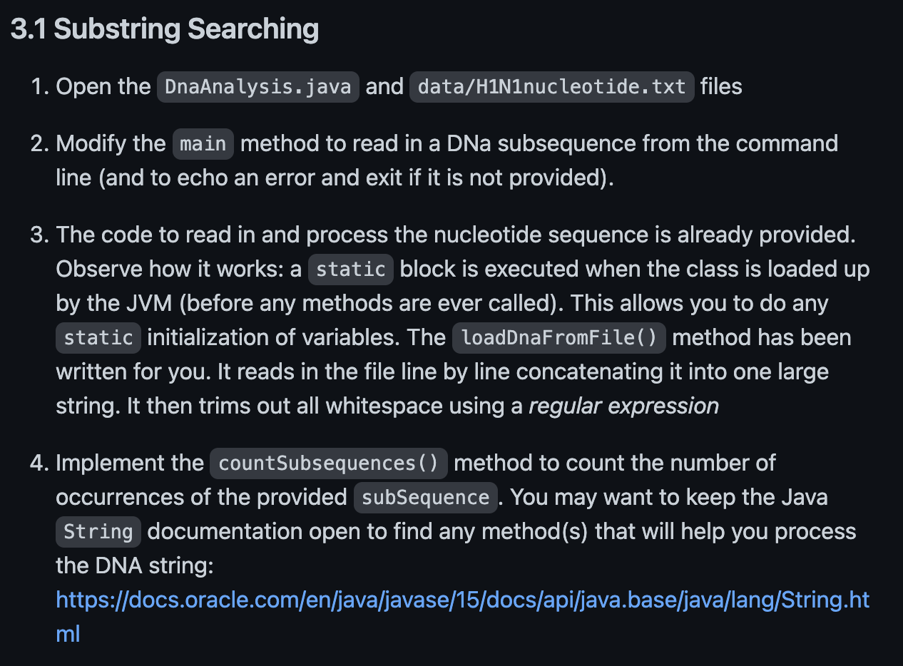 Solved DnaAnalysis.java import java.io.File; import | Chegg.com