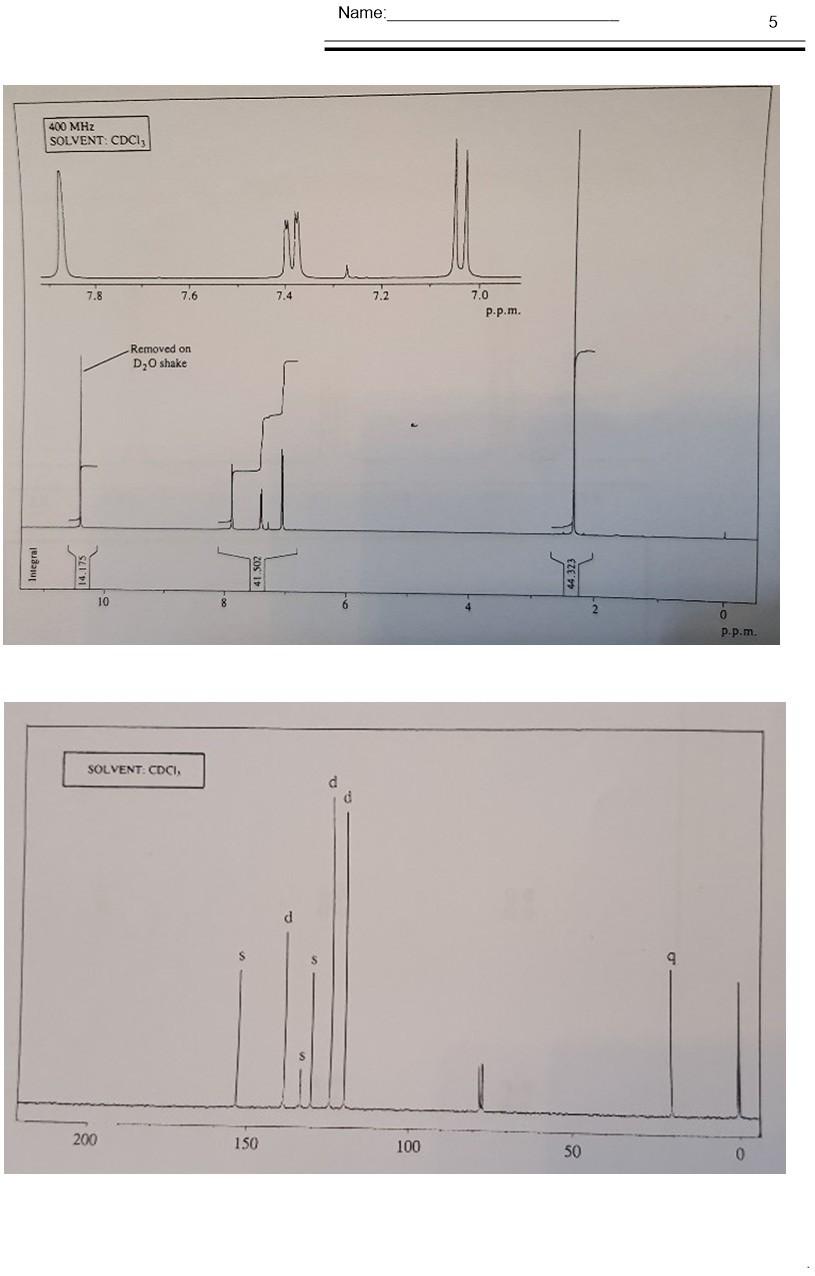 Solved Name 4 4. Given the following spectroscopic and | Chegg.com