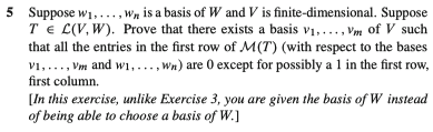 Solved 5 Suppose w1,…,wn is a basis of W and V is | Chegg.com