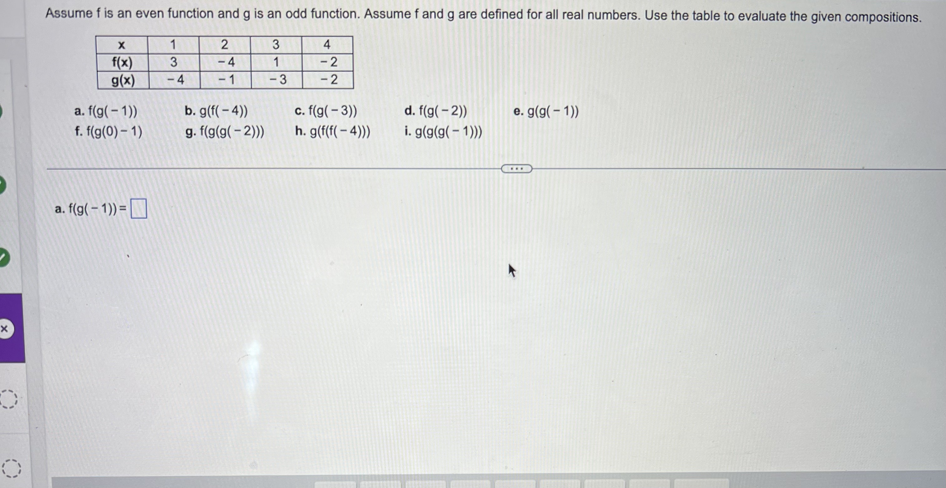 Solved Assume F Is An Even Function And G Is An Odd