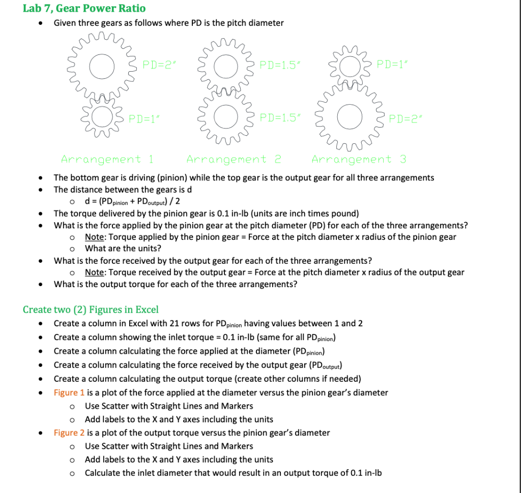 Solved Lab 7, Gear Power Ratio Given three gears as follows | Chegg.com