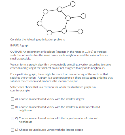 Solved Consider the following optimization problem: INPUT: A | Chegg.com