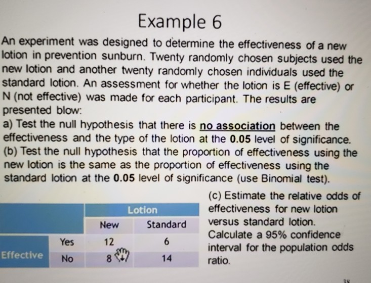 Solved Example 6 An experiment was designed to determine the | Chegg.com