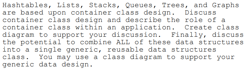 Solved Hashtables, Lists, Stacks, Queues, Trees, and Graphs | Chegg.com