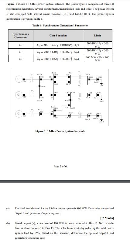 Solved Figure 1 shows a 13-Bus power system network. The | Chegg.com