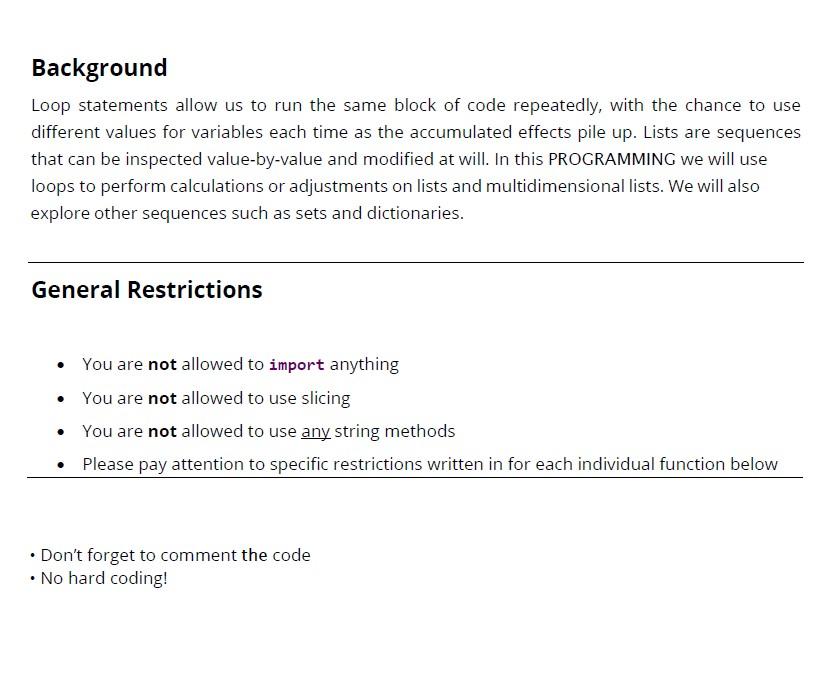 Solved Background Loop statements allow us to run the same | Chegg.com