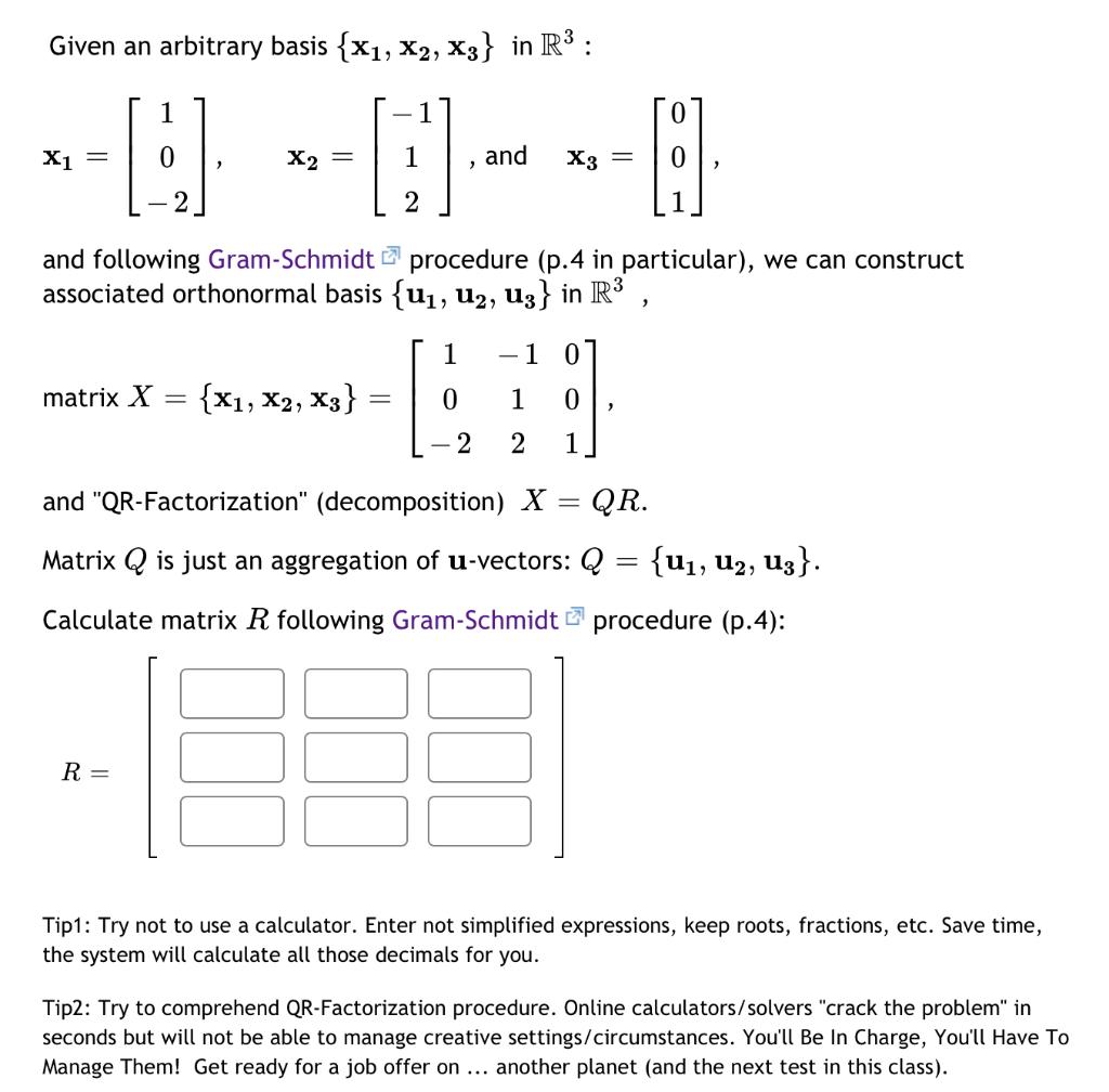 Solved Given an arbitrary basis {x1,x2,x3} in R3 : | Chegg.com