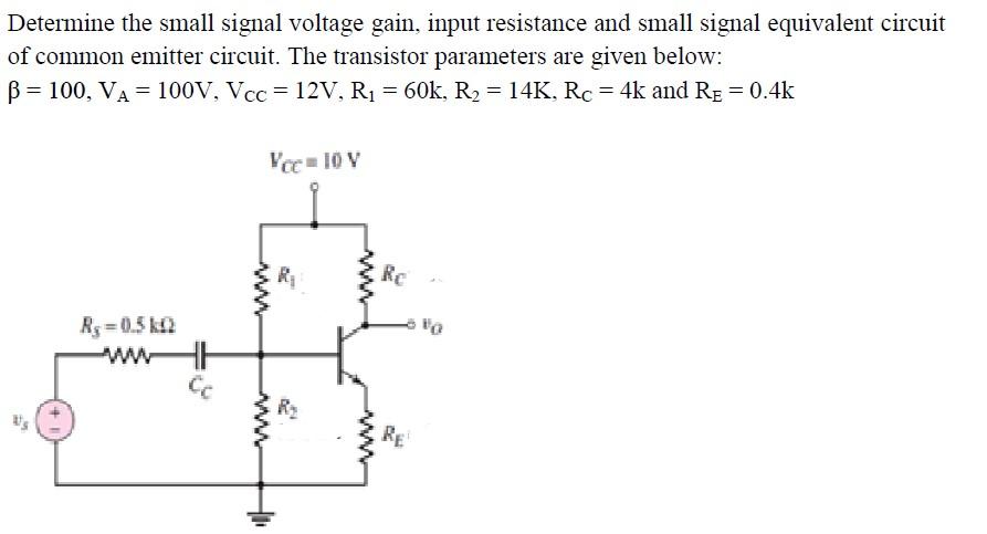 Solved Determine the small signal voltage gain, input | Chegg.com