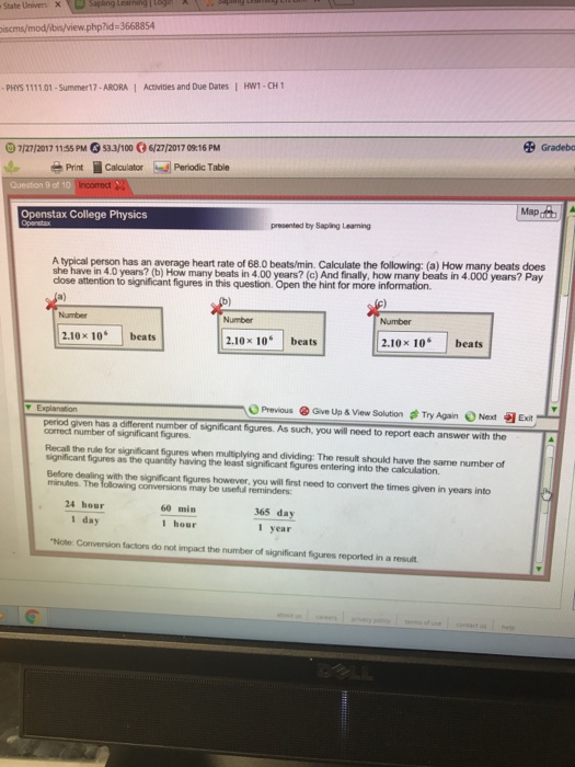 Solved a typical person has an average. heart Rate 68.0 | Chegg.com