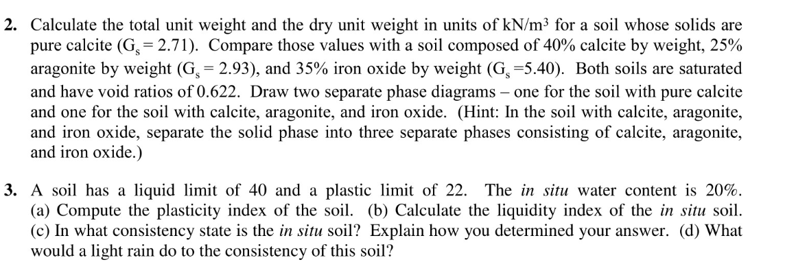 Solved 2. Calculate the total unit weight and the dry unit | Chegg.com
