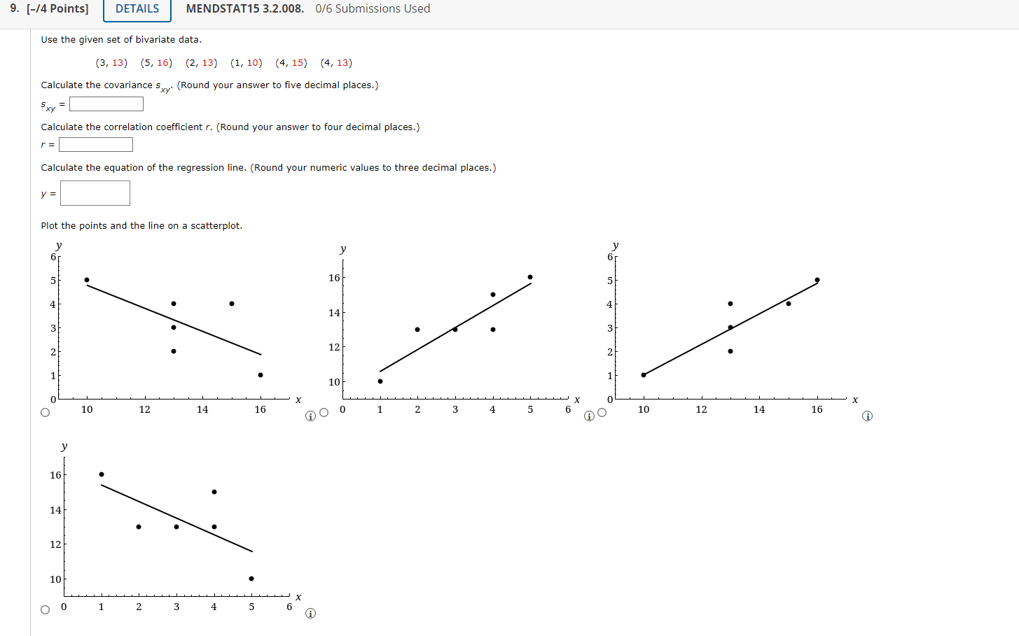 Solved Use the given set of bivariate data. | Chegg.com