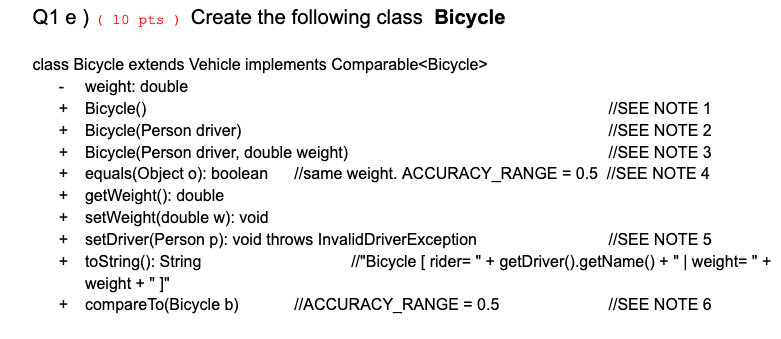 Solved Q1 e) ( 10 pts ) Create the following class Bicycle | Chegg.com