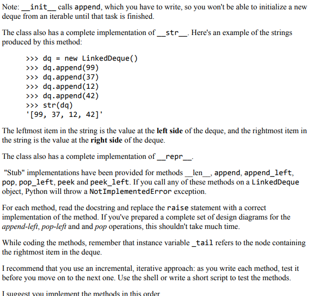 Solved Class LinkedDeque uses a circular linked list of Node | Chegg.com
