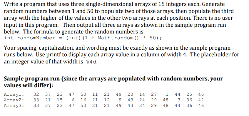 Solved Write a program that uses three single-dimensional | Chegg.com