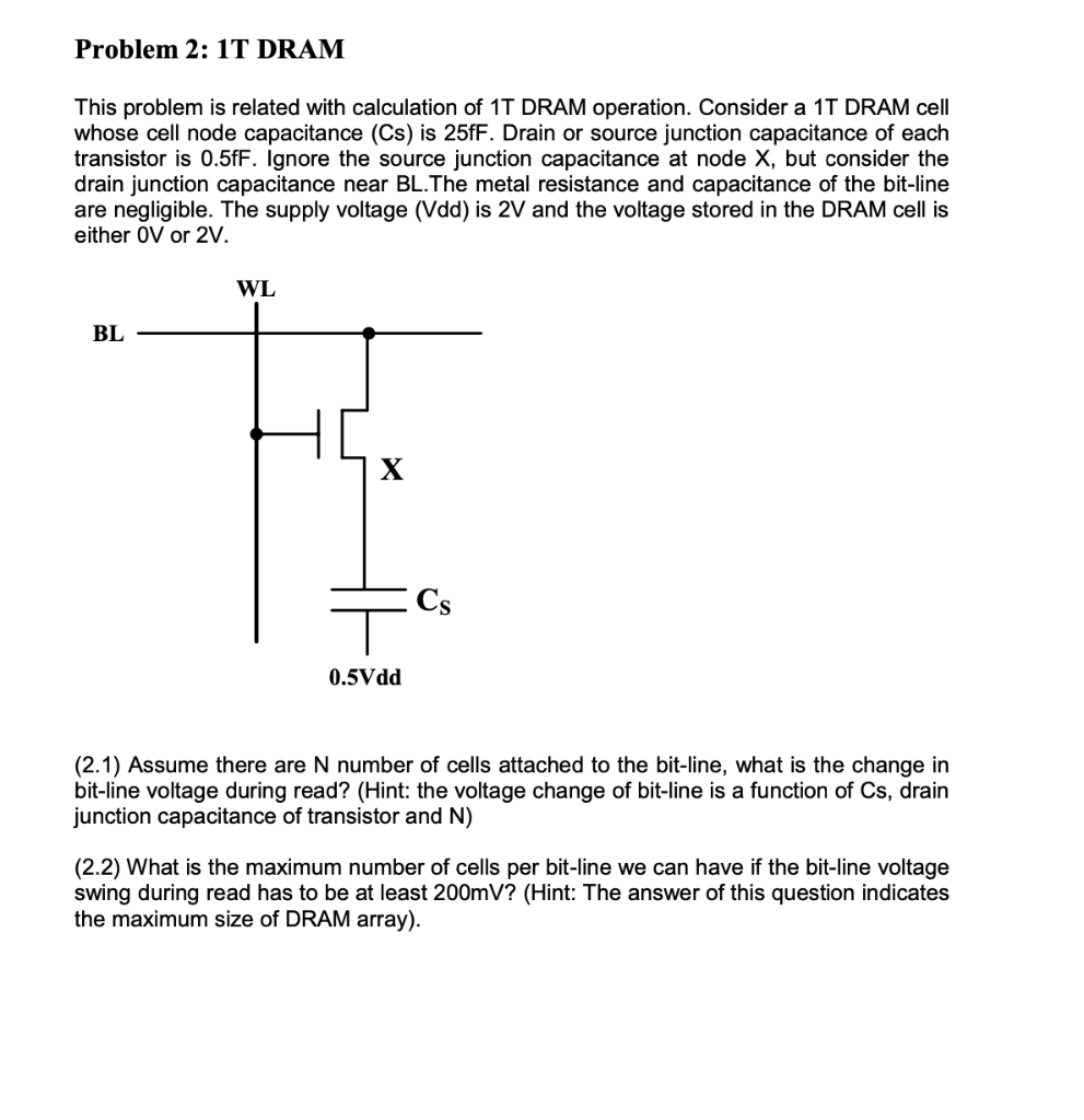 Solved Problem 2: 1T DRAM This problem is related with | Chegg.com
