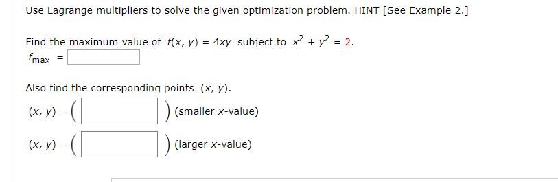 Solved Use Lagrange multipliers to solve the given | Chegg.com