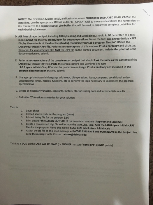 COSC 2325 Lab 6 File Operations-Create a Data File | Chegg.com