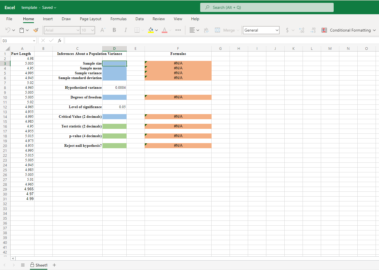 Microsoft Excel Spreadsheet Template