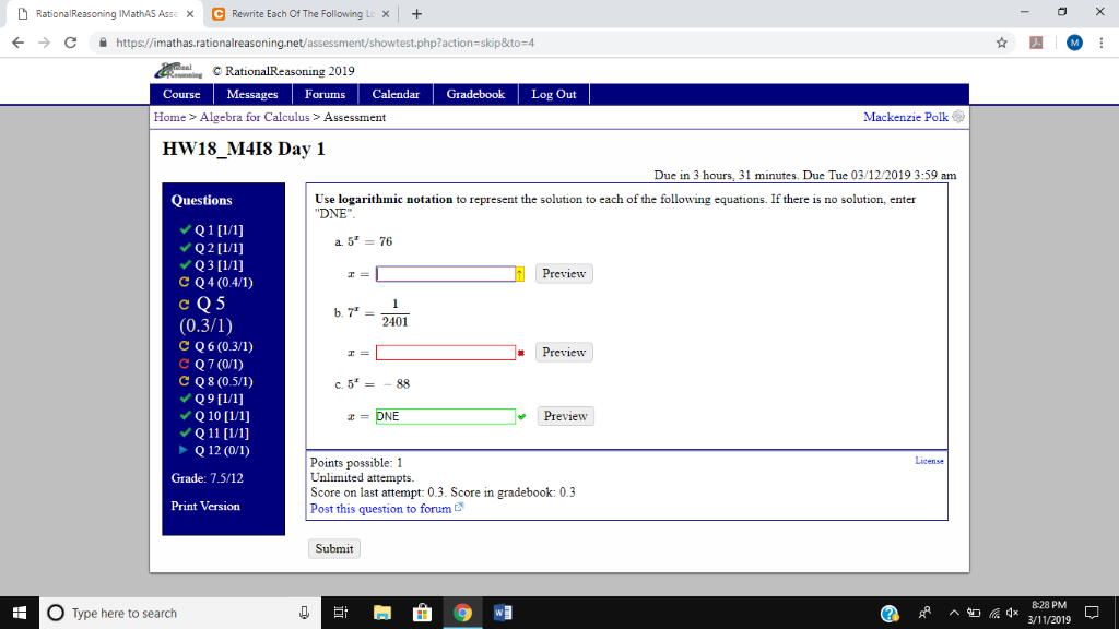 Solved RationalReasoning IMathAS Asse x C Rewrite Each Of | Chegg.com