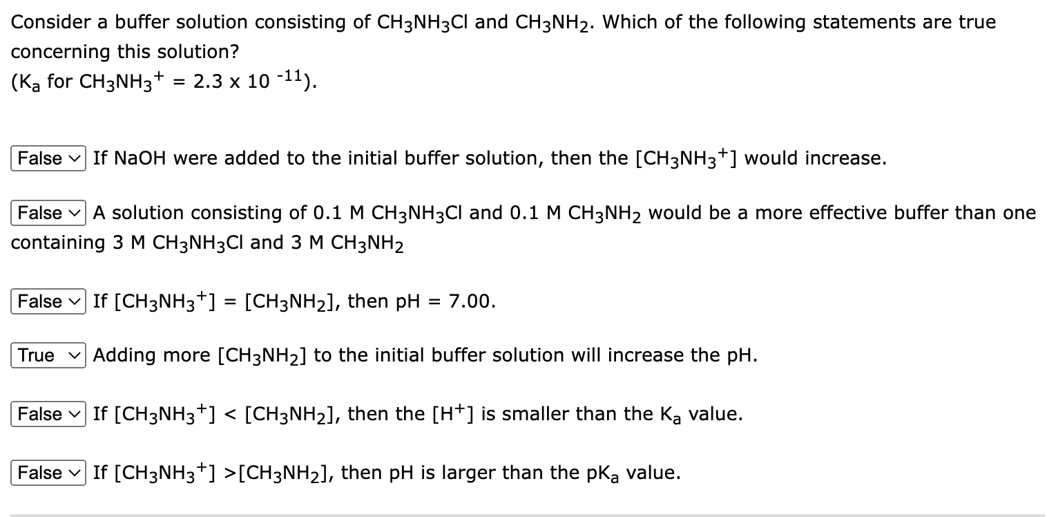 Solved Consider a buffer solution consisting of CH3NH3Cl and | Chegg.com