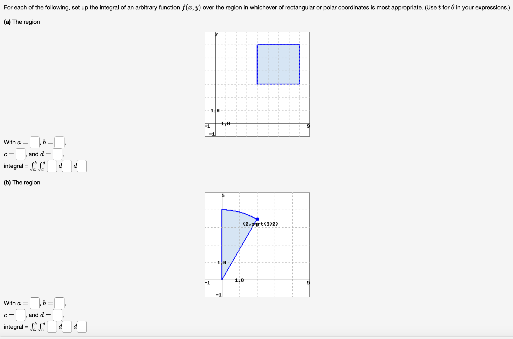 Solved For each of the following, set up the integral of an | Chegg.com