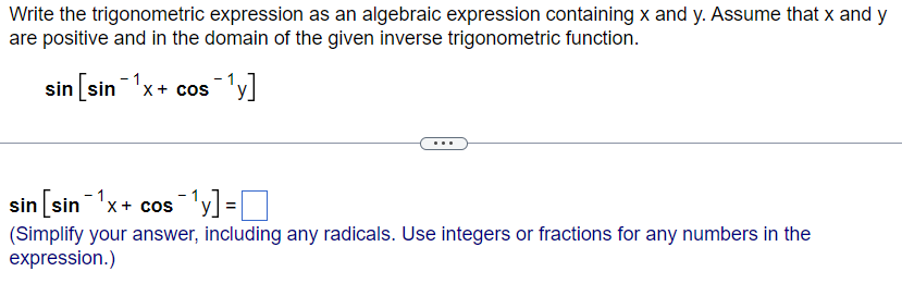 Solved Write the trigonometric expression as an algebraic | Chegg.com